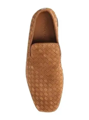 Bottega Veneta Apos;s Palazzo Intrecciato Suede Loafers - Tan