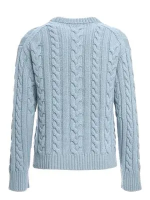 Malo Cable-knit Cashmere Crewneck Sweater - Maloblue