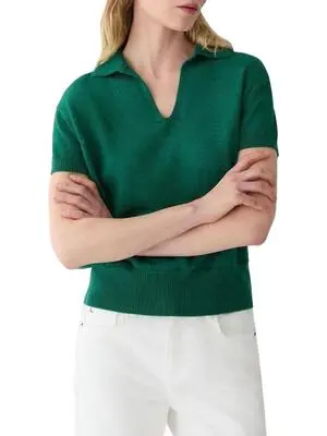 Lafayette 148 New York Cotton-silk Polo Sweater Grass