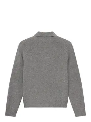 FRAME Apos;s Boiled Wool Polo Sweater - Grey