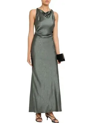 Vince Twist Satin Maxi Dress - Olive