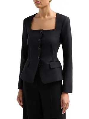 Simkhai Marlowe Tailored Square-neck Jacket Black