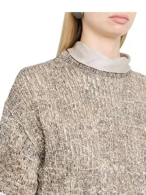 Brunello Cucinelli Couture Metallic Mohair Top - Silver