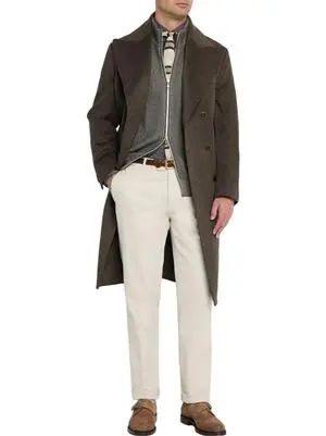 Brunello Cucinelli Apos;s Wool Mid-length Double-breasted Overcoat - Mud