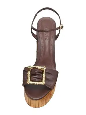 Schutz Enola 120mm Leather Platform Sandals - Root Brown