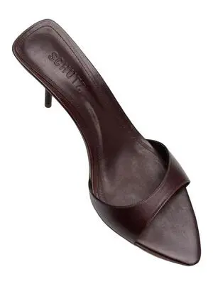 Schutz 75mm Elodie Leather Mules - Root Brown