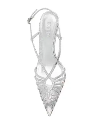 Schutz Seraphine 110mm Snakeskin-embossed Leather Peep-toe Sandals - Silver