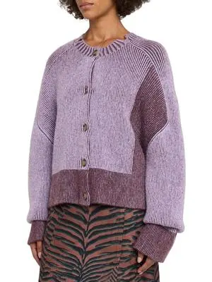 3.1 Phillip Lim Oversized Bi-color Alpaca-blend Cardigan - Orchid-esp