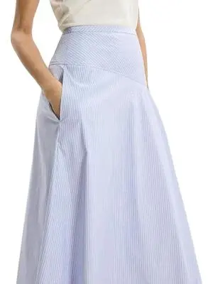 Theory Striped Cotton-blend Maxi Skirt - Blue Multi