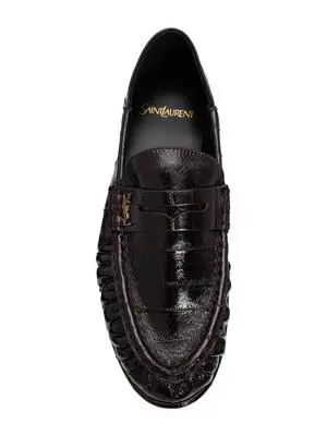 Saint Laurent Le Eel Leather Penny Loafers - Coffee