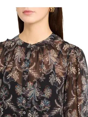 Veronica Beard Ashlynn Paisley Silk Blouse - Black Mult