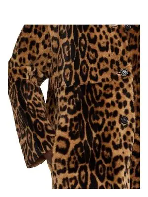 NILI LOTAN Davelle -print Lamb Shearling Coat - Leopard
