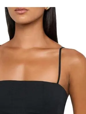 Staud Wylie Paneled Poplin Midi Dress - Black