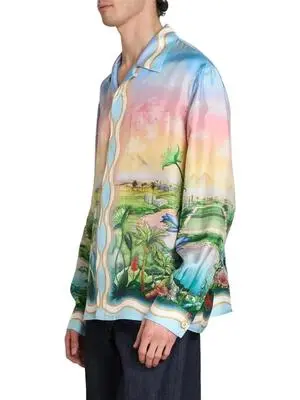 Casablanca Men & Apos;s Silk Long-sleeve Camp Shirt Multi