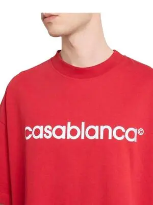 Casablanca Men & Apos;s Reflective Logo Oversized-fit Crewneck T-shirt Red