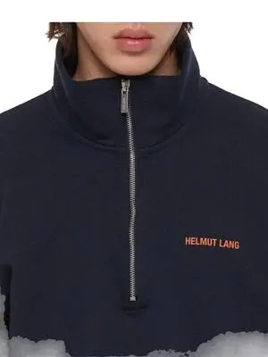 Helmut Lang Apos;s Logo Cotton Sweatshirt - Nav