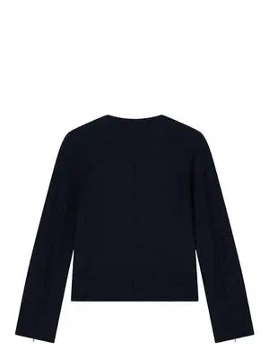 Emporio Armani Zip-front Embossed Jersey Jacket - Navy