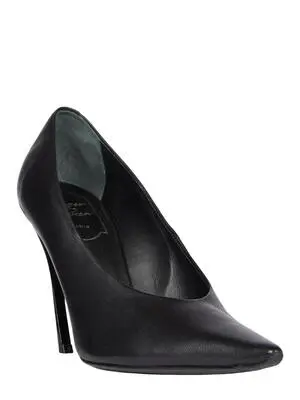 ROGER VIVIER Choc Decollette 100mm Leather Curved-heel Pumps - Nero