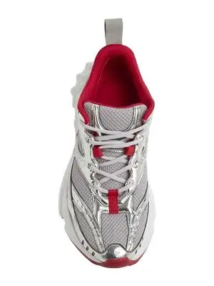 CHRISTIAN LOUBOUTIN So Flo Mesh & Metallic Leather Runner Sneakers - Silver