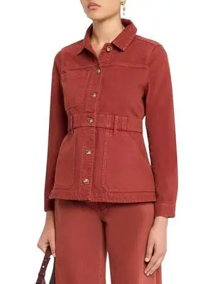 Veronica Beard Anzu Twill Utility Jacket - Rust