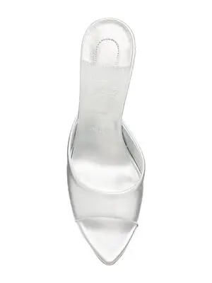 CHRISTIAN LOUBOUTIN 100mm Miss Z Metallic Leather Mule Sandals - Silver