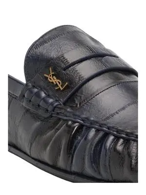 Saint Laurent Apos;s Hagfish Leather Foldable Penny Loafers - Navy