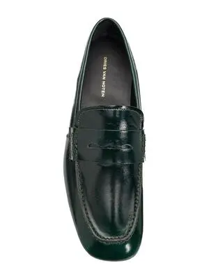 Dries Van Noten Leather Penny Loafers - Emerald