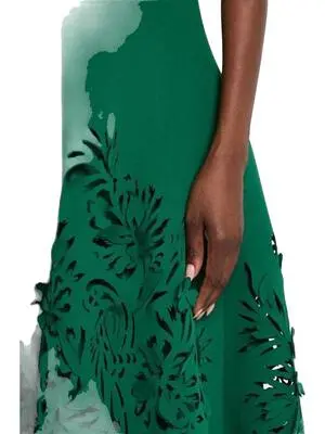 Badgley Mischka Cutout Strapless Sweetheart Midi Dress - Emerald