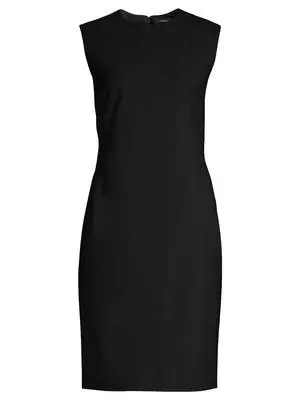 Theory Round Neck Stretch-wool A-line Mini Dress - Blk