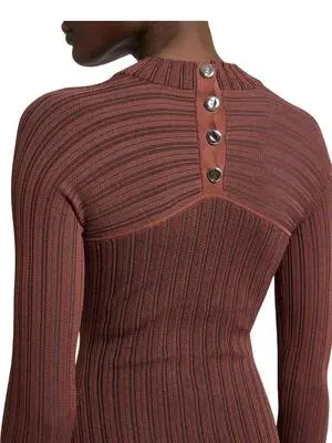 Proenza Schouler Roux Long-sleeve Silk-blend Rib Midi Dress - Copper