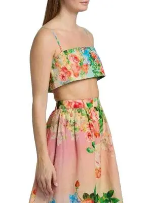 Hemant & Nandita Floral Linen-cotton Crop Top - Multi