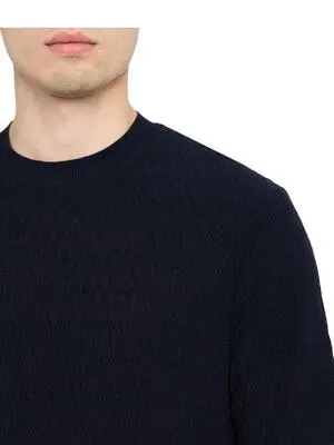 Emporio Armani Apos;s Tonal Wave Short-sleeve Crewneck Sweater - Total Eclipse