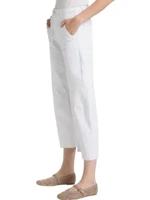 LE JEAN Utility Soft Barrel Crop Jeans - Bone