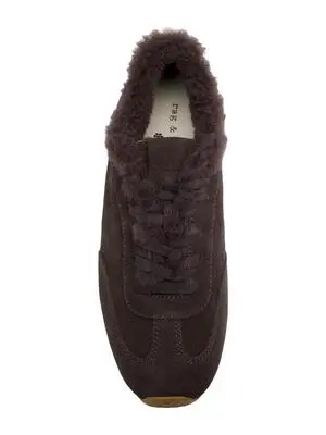 Rag & Bone Retro Runner Suede Shearling-lined Low-top Sneakers - Dark Choco