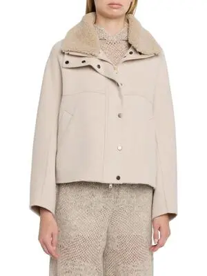 Brunello Cucinelli Wool-cashmere Coat With Lamb Shearling Collar - C042