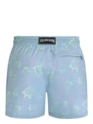 Vilebrequin Men & Apos;s Bubbles And Turtles Packable Swim Trunks Cloudy