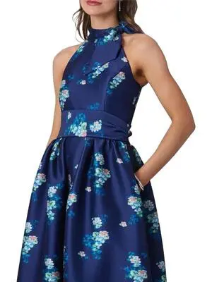 Shoshanna May Floral Satin Maxi Dress - Navy Multi