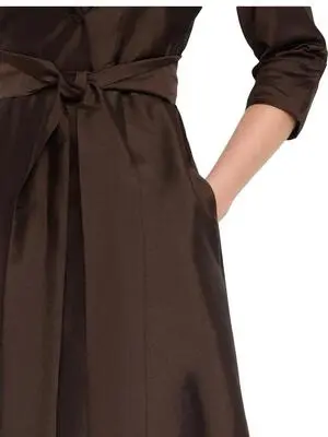 Rickie Freeman For Teri Jon Taffeta Shirtwaist Gown - Espresso