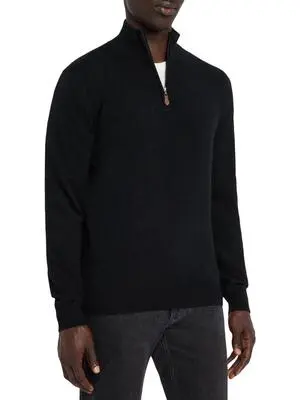 Neiman Marcus Apos;s Cashmere Quarter-zip Sweater - Black