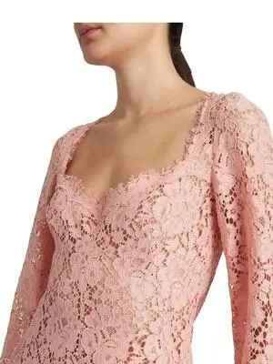 Dolce & Gabbana Guipure Lace Long-sleeve Mini Dress - Rosa Pallido