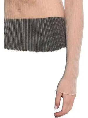 AISLING CAMPS Modern Mist Translucent Ribbed Turtleneck - Smoke