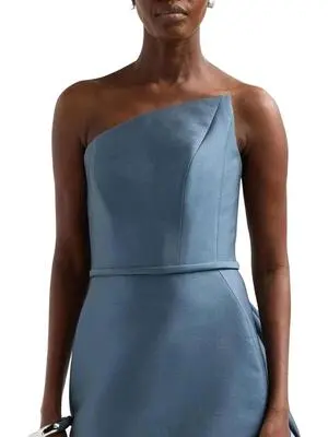 Amsale Strapless Column Gown - Navy/fuchs
