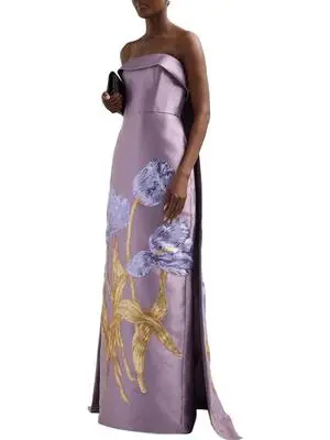 Amsale Tulip Watteau Column Gown - Violet