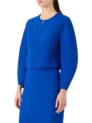 Akris Harriet Wool Crepe Crop Jacket - Lapis Blue