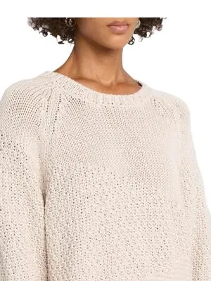 EILEEN FISHER Mixed-stitch Crewneck Cotton Cord Sweater