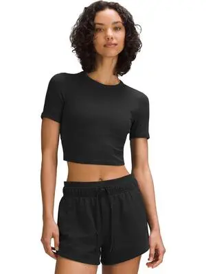 Lululemon Hold Tight Straight-hem Cropped T-shirt Black
