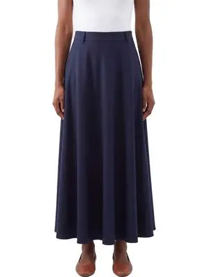 HERNO High-waisted Flared Crêpe Midi Skirt With Belt Loops
