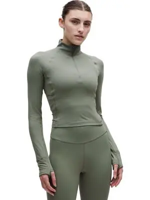 Lululemon It's Rulu Cropped Half Zip - Willow Leaf