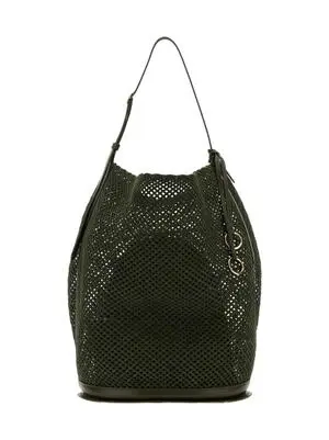 Alaïa Hip Perforated Suede Leather Bucket Bag - Brown