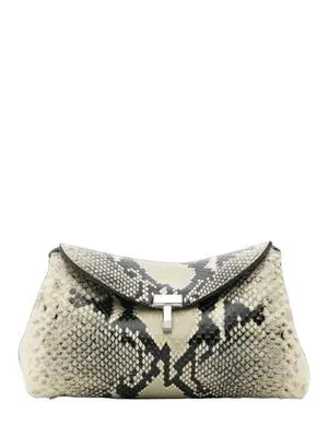 TOTEME T-lock Mini Python-print Leather Handbag With Single Handle Ecru